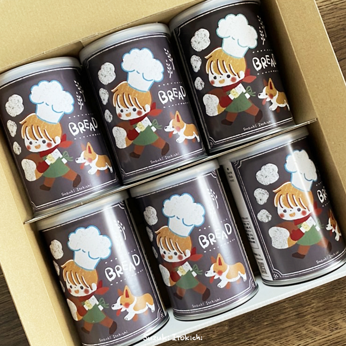 【WORKS】災害備蓄保存用パン缶パッケージイラスト採用 | すずきいときち/イラストレーター | OFUSE (オフセ)